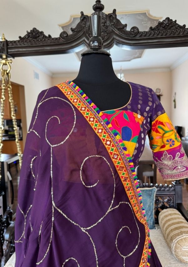Purple Navratri Lehenga with Embroidered Blouse | Indian Ethnics by ...